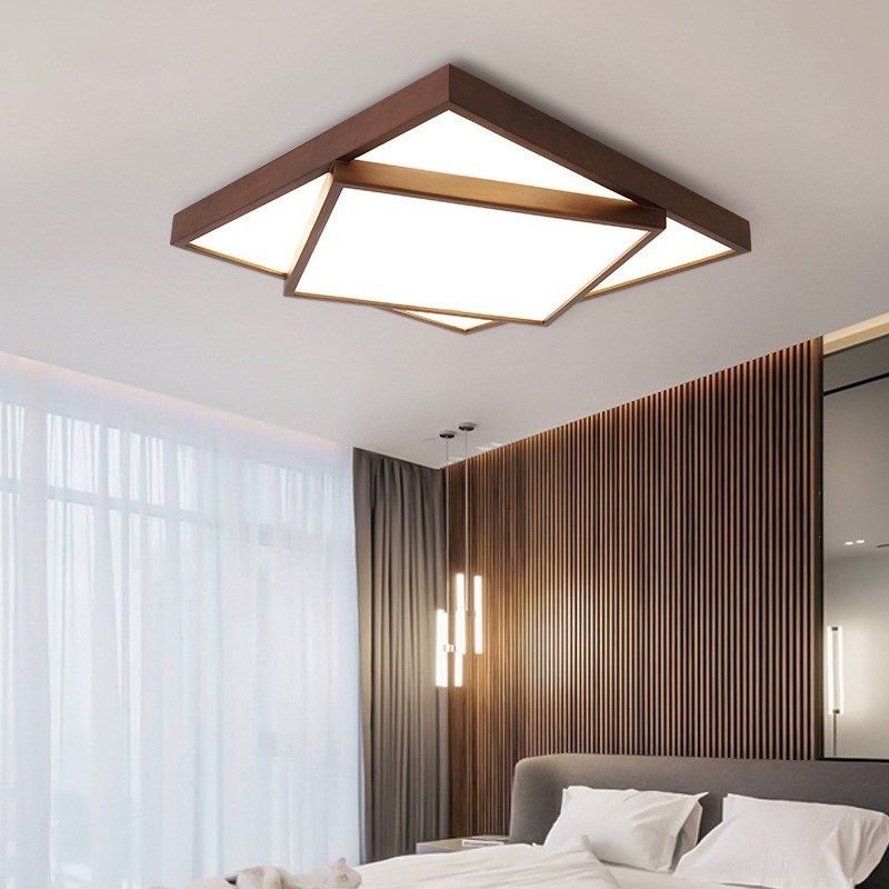 Two Tiers Square Wooden LED Modern Contemporary Nordic Style Flush ...